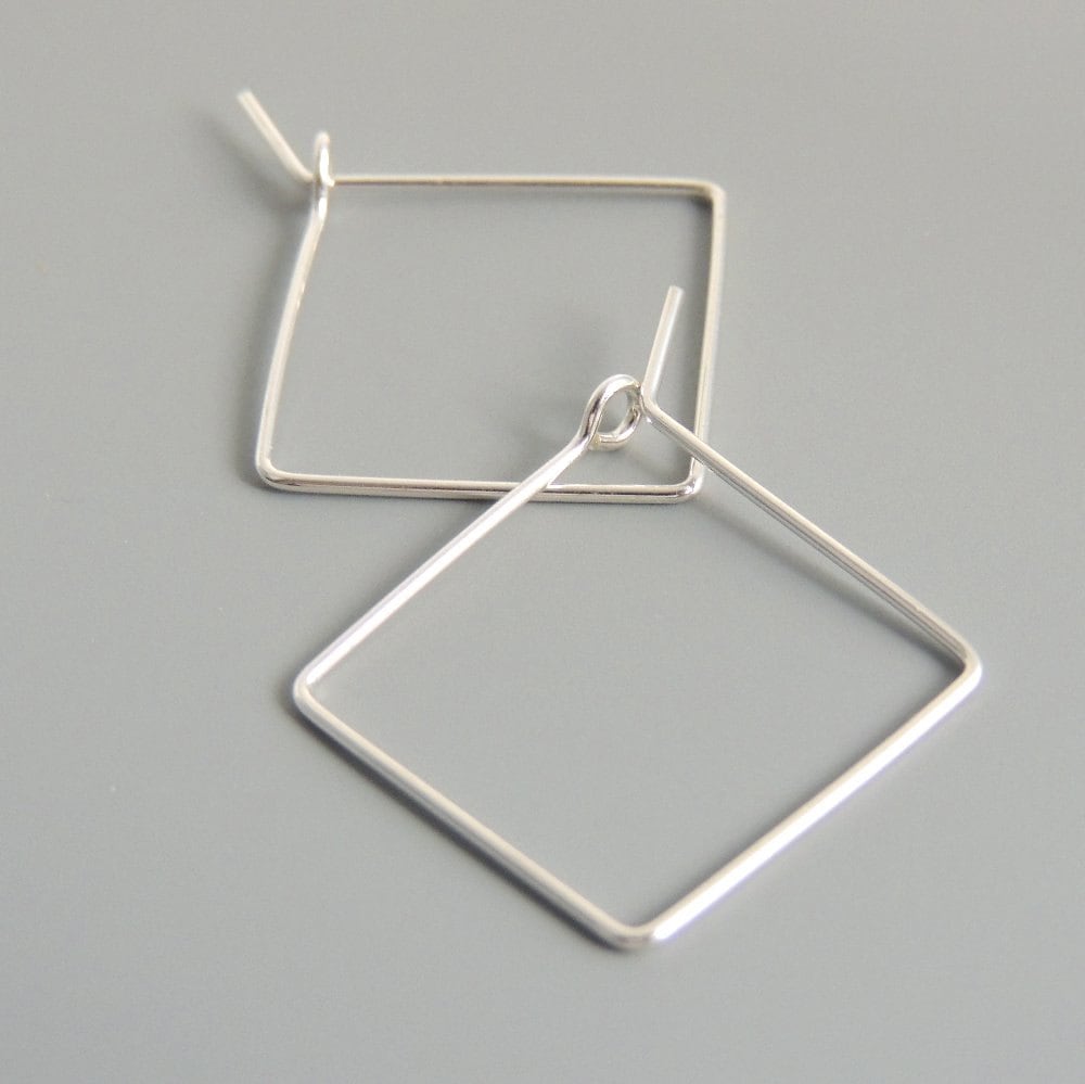 Square Hoops Sterling Silver Square 3/4 Inch Hoop Earrings - Etsy