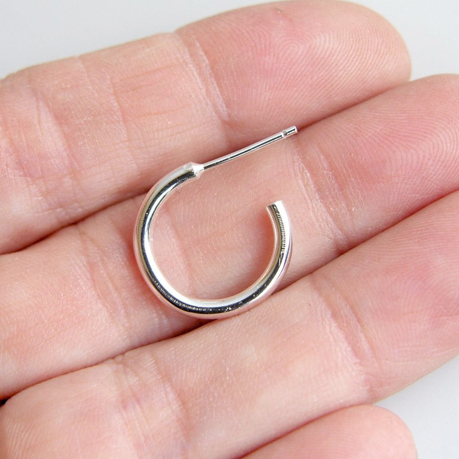 Sterling Silver Hoops Small Classic Stud Earrings 15mm Silver Studs - Etsy