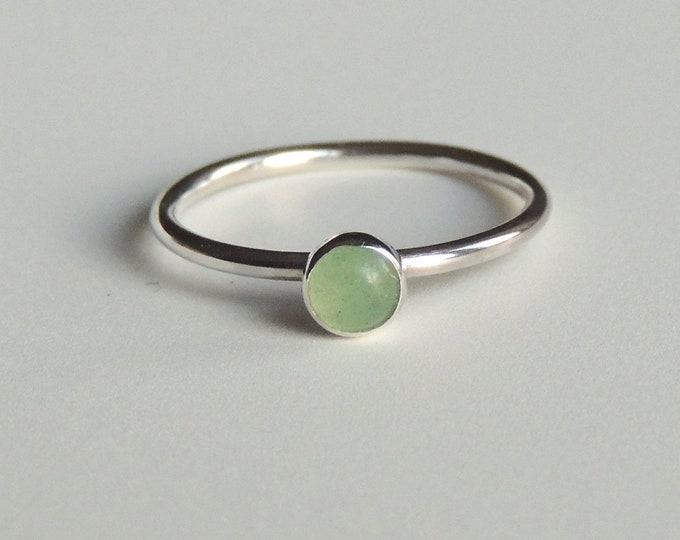 Green Aventurine Ring Sterling Silver Stacking Ring Green - Etsy