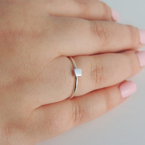 Sterling Silver Square Stacking Ring - Etsy
