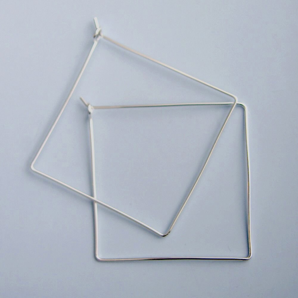 Square Hoops Sterling Silver Square Hoop Earrings 1.5 Inch - Etsy