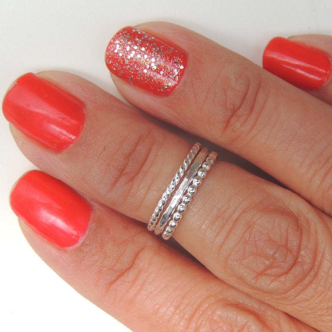 Above the Knuckle Ring Midi Ring Sterling Silver Beaded Band - Etsy