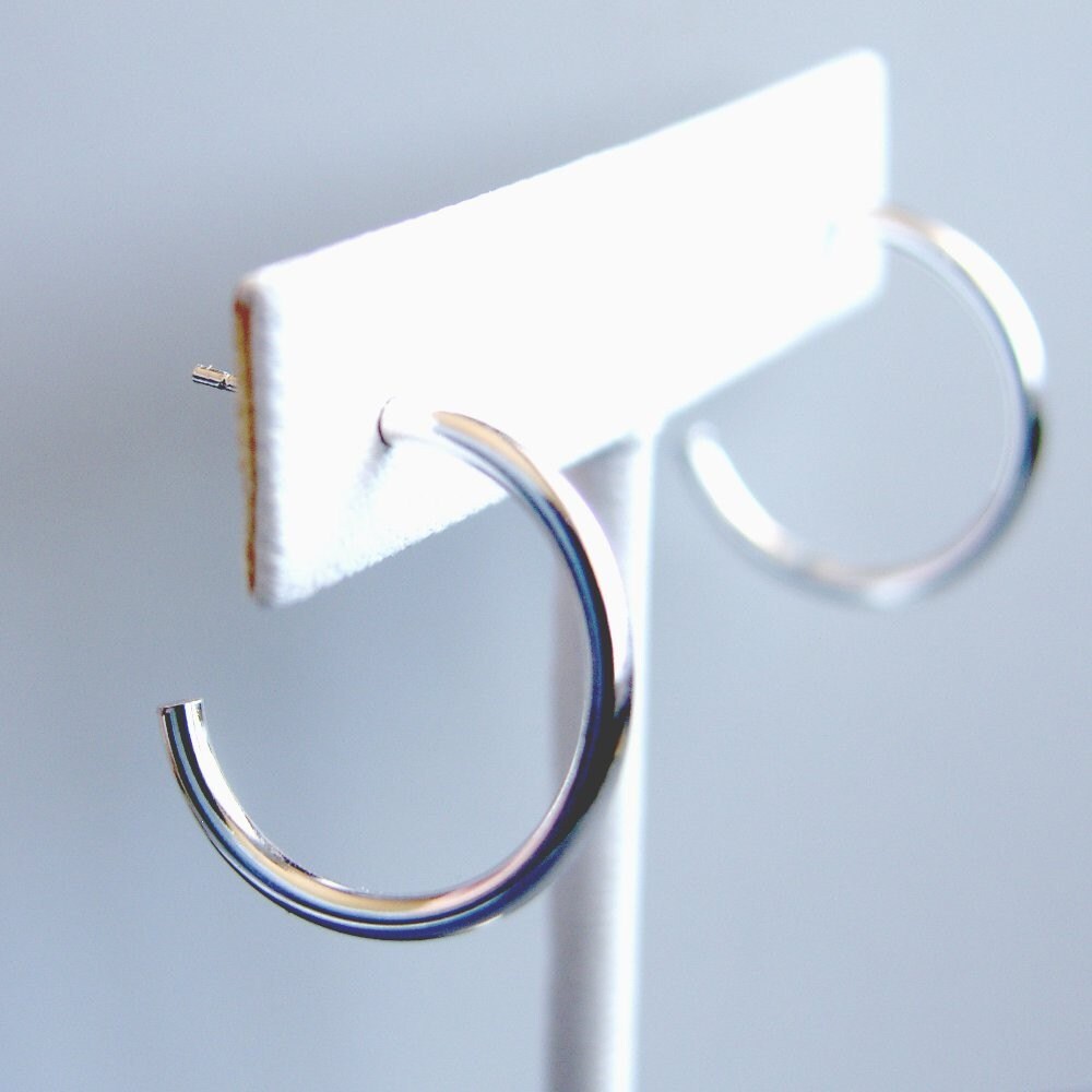 Sterling Silver Hoops Classic 1 Inch Stud Hoop Earrings Silver - Etsy
