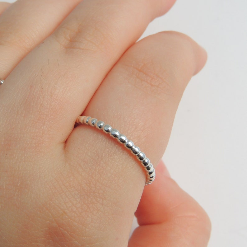 Sterling Silver Beaded Band Simple Sterling Silver Ring - Etsy
