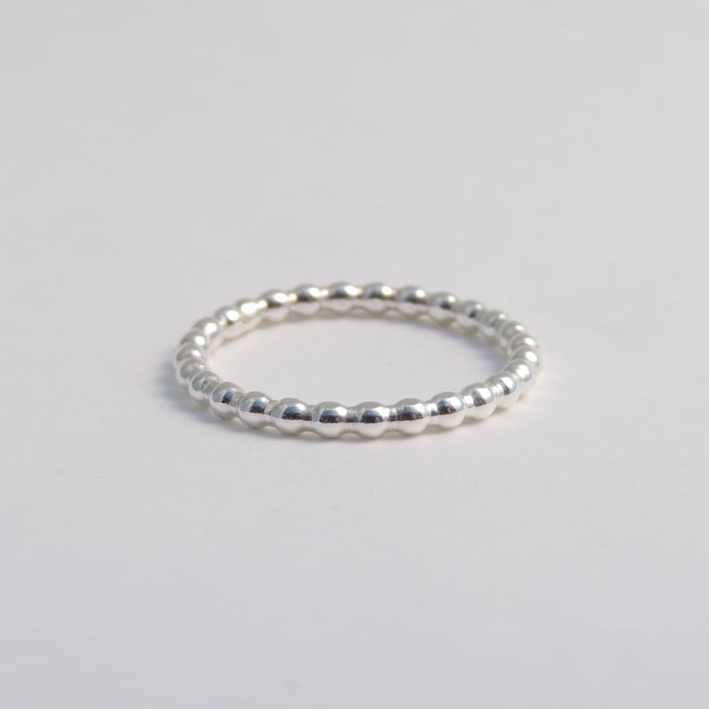 Sterling Silver Beaded Band Simple Sterling Silver Ring - Etsy