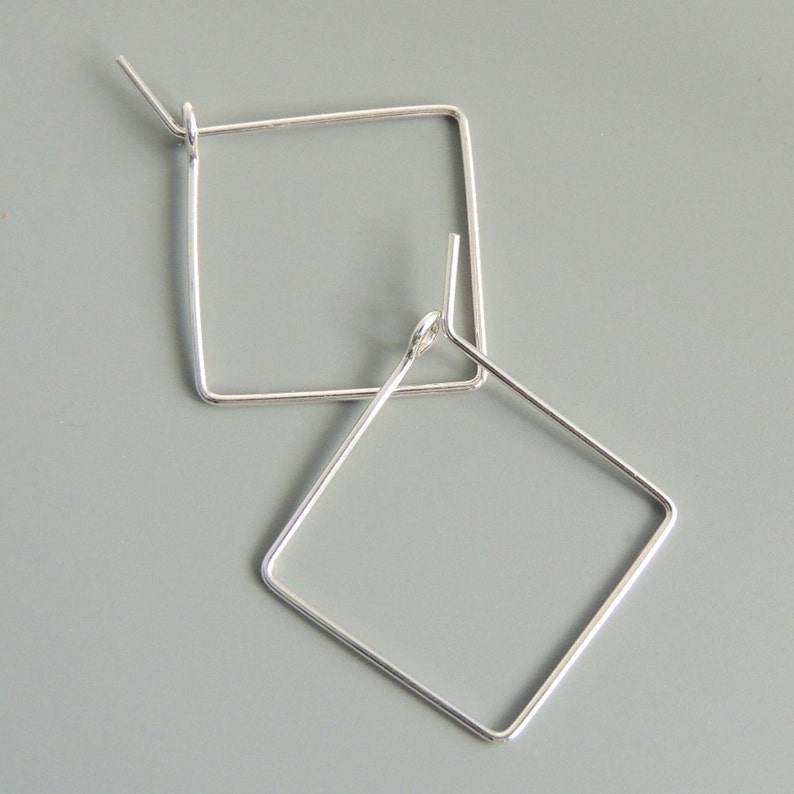 Square Hoops Sterling Silver Square 3/4 Inch Hoop Earrings - Etsy