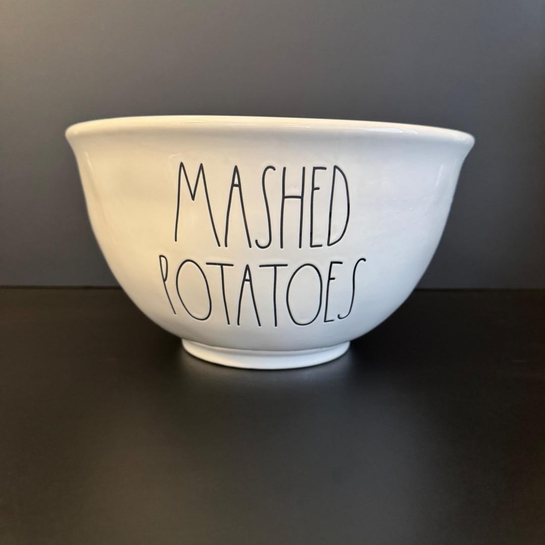 OG Rae Dunn Mashed Potatoes Heavy Large 10” All WHITE Bowl Thanksgiving ...