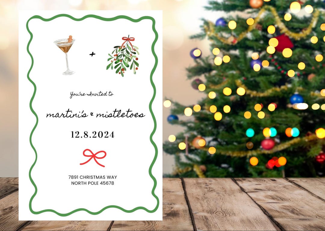 Martinis & Mistletoe Christmas Party Invitation (digital Download) - Etsy