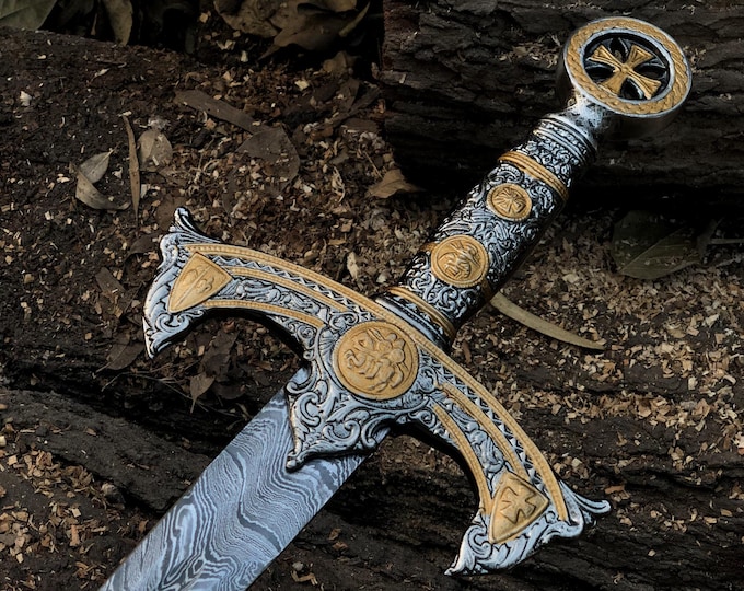Handmade Templar Knight Sword | Sacred Damascus Holy Long Sword ...