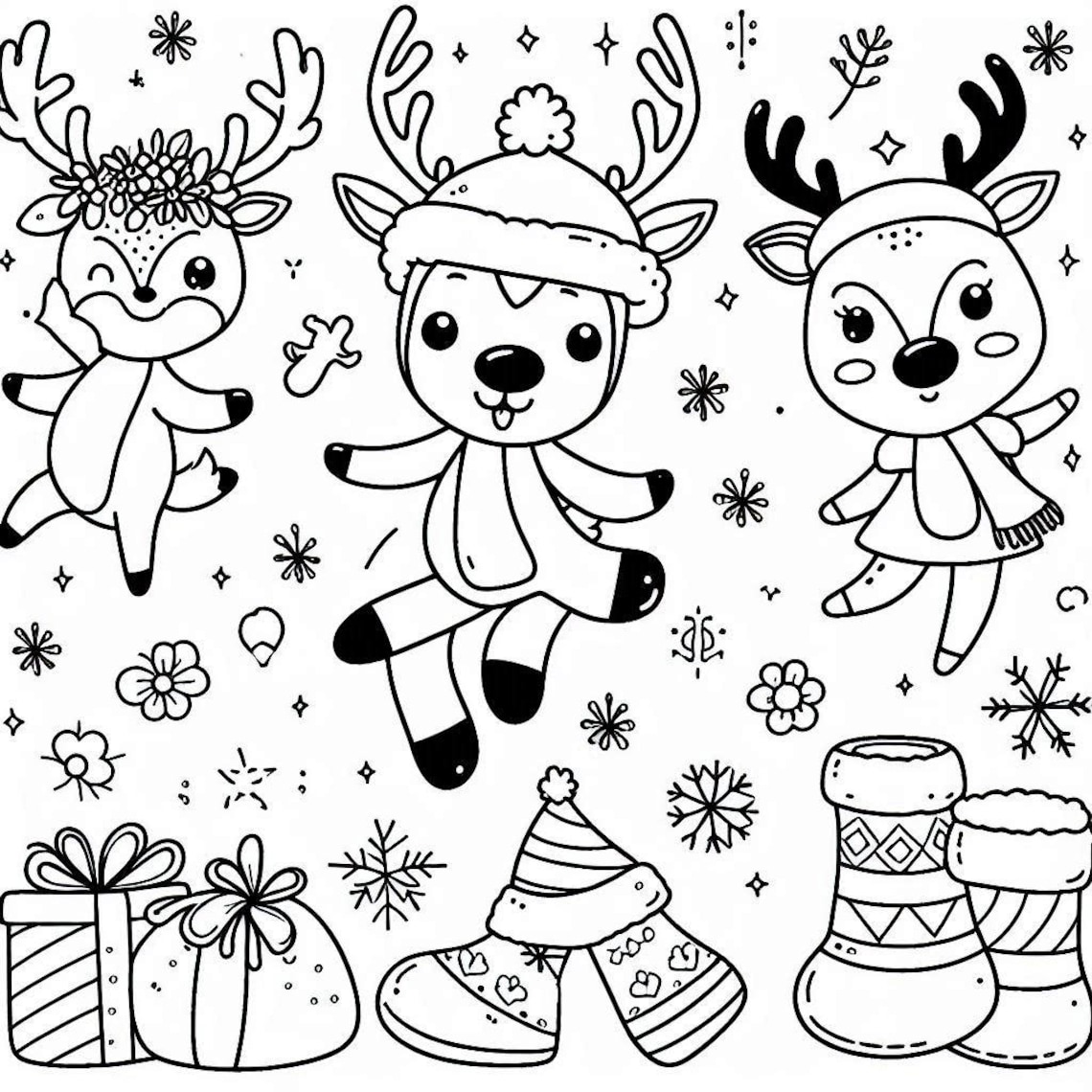 Cute Christmas Coloring Pages for Kids - Etsy