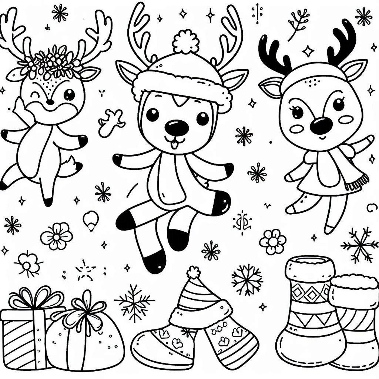 Cute Christmas Coloring Pages for Kids - Etsy