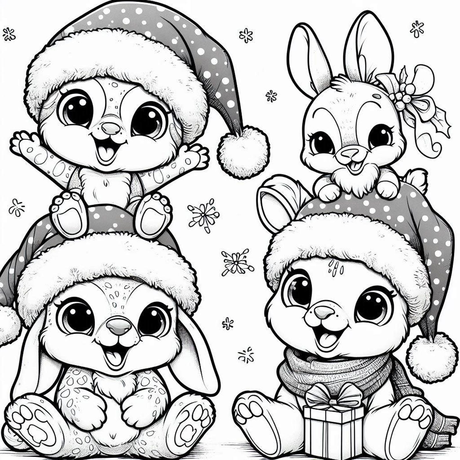 Cute Christmas Coloring Pages for Kids - Etsy