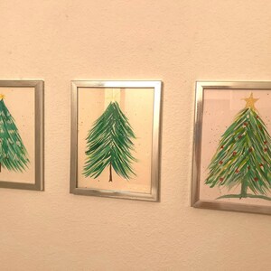 Christmas Tree Watercolor Prints, Set of 3, Christmas Wall Art ...