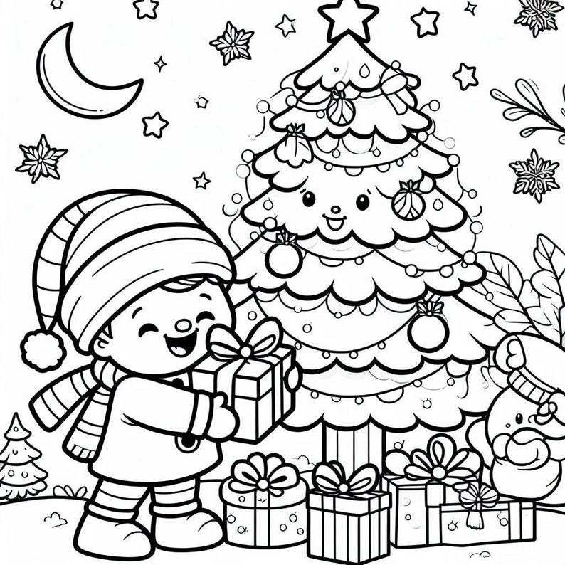Cute Christmas Coloring Pages for Kids - Etsy UK