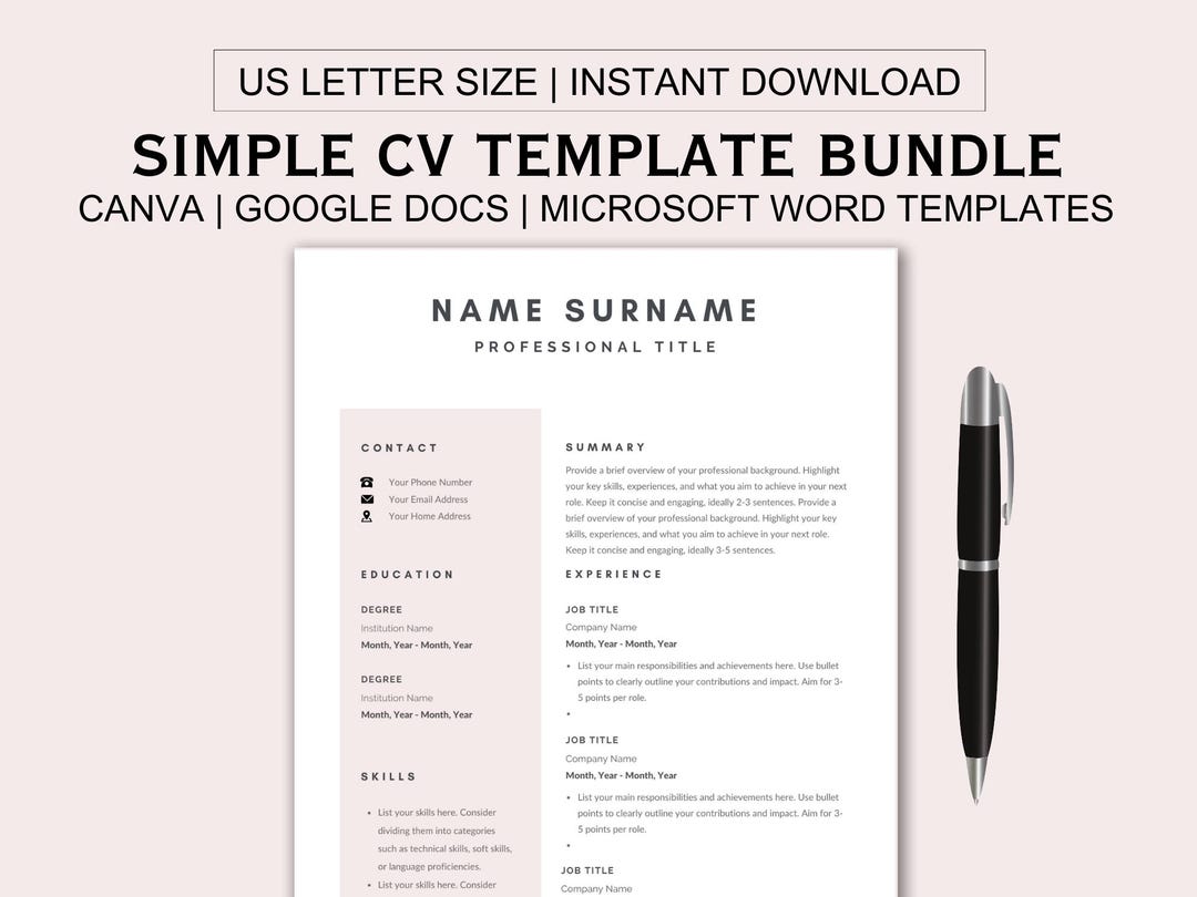 STUDENT CV TEMPLATE, Simple Resume Template, College Applications ...