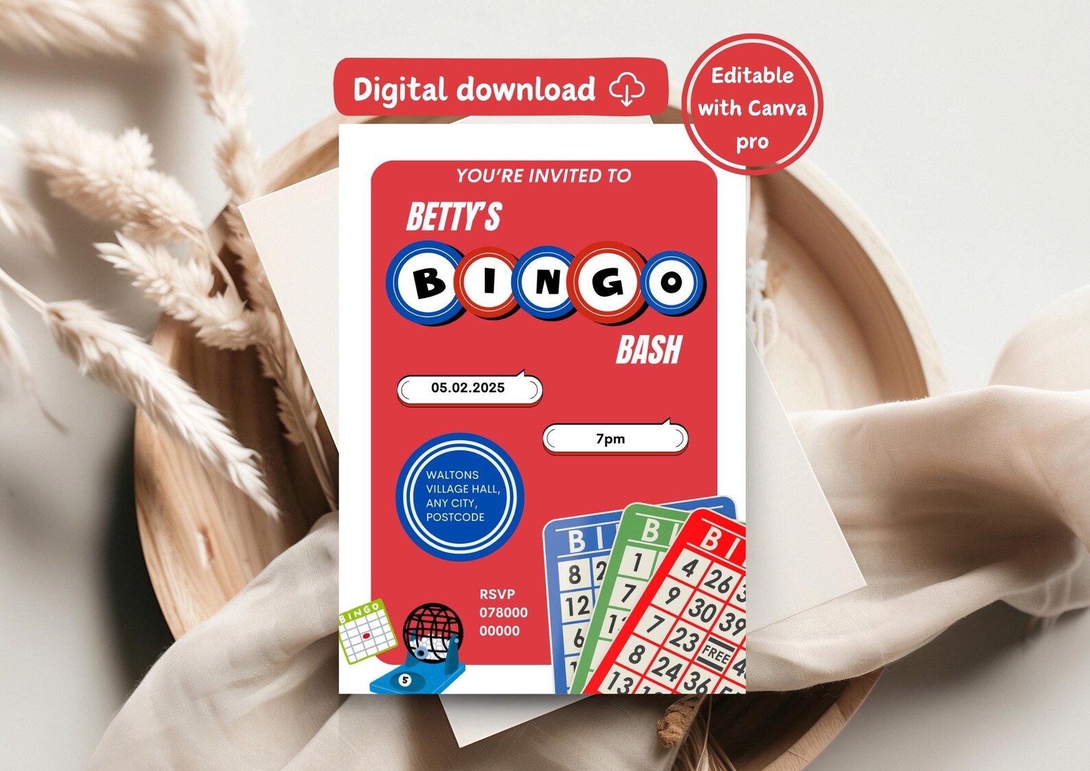 Bingo Themed Birthday Invitation 60th 70th 80th 90th Birthday Invite ...
