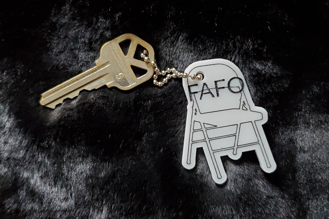 White Folding Chair FAFO Keychain as Seen on - Etsy