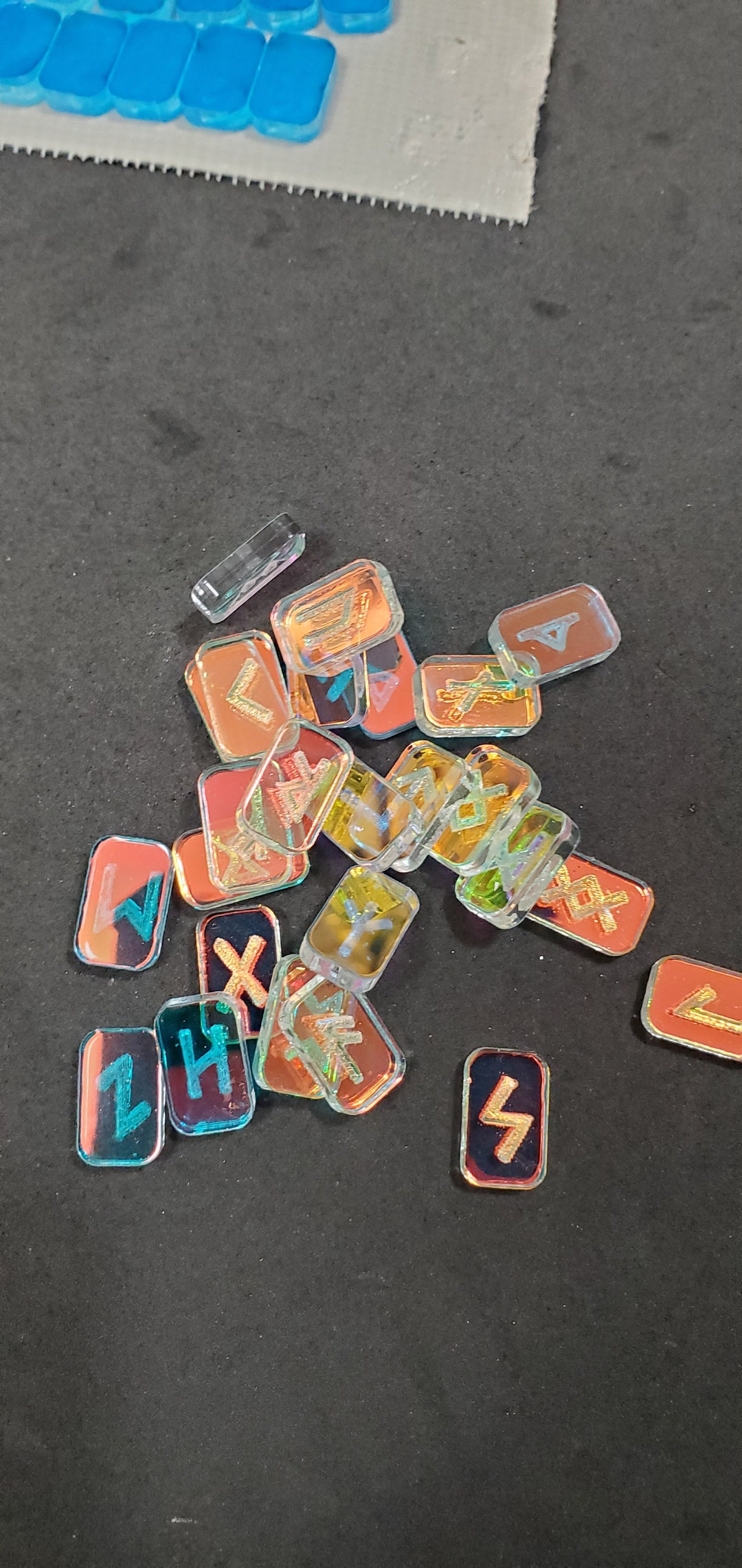 RAINBOW Opalescent MINI Rune Set ACRYLIC Engraved Elder Futhark - Etsy