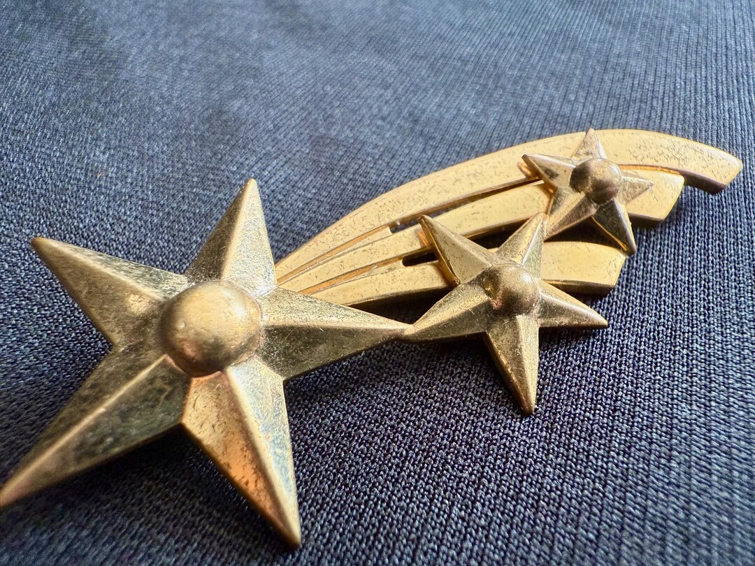 Vintage Brass Shooting Stars Brooch - Etsy