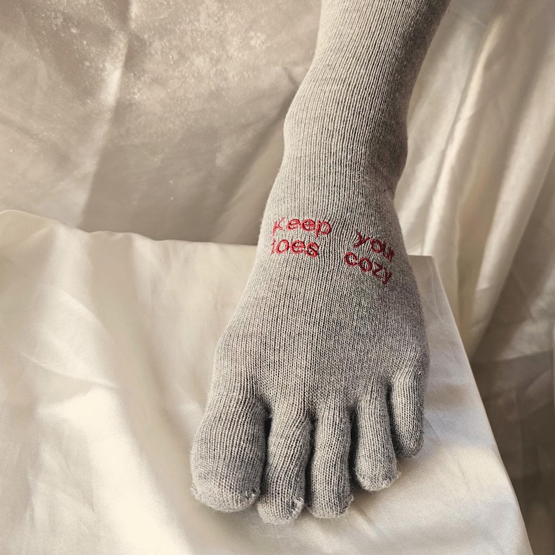 Fingered Socks, Toe Socks, Embroidered Costum Letter Socks, Personable ...