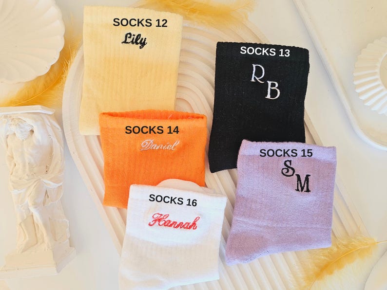 Embroidered Costum Letter Colorful Clothes, Initial Event Socks, Name ...