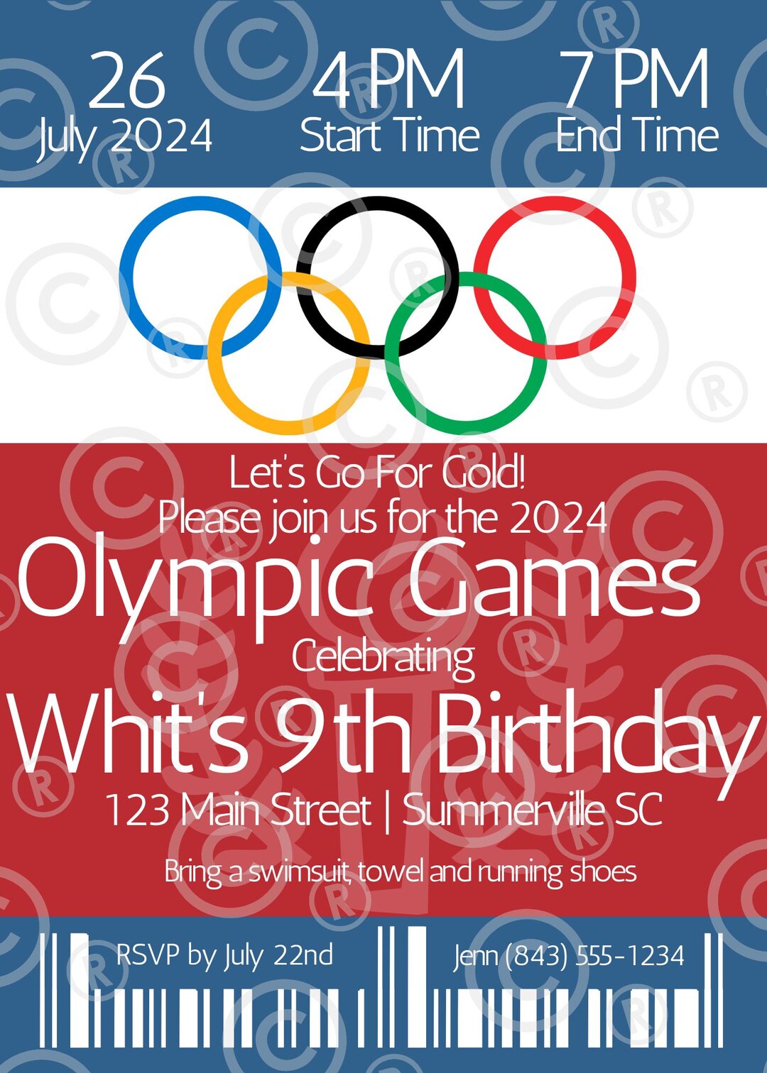 Olympic Game Birthday Invitation - Etsy