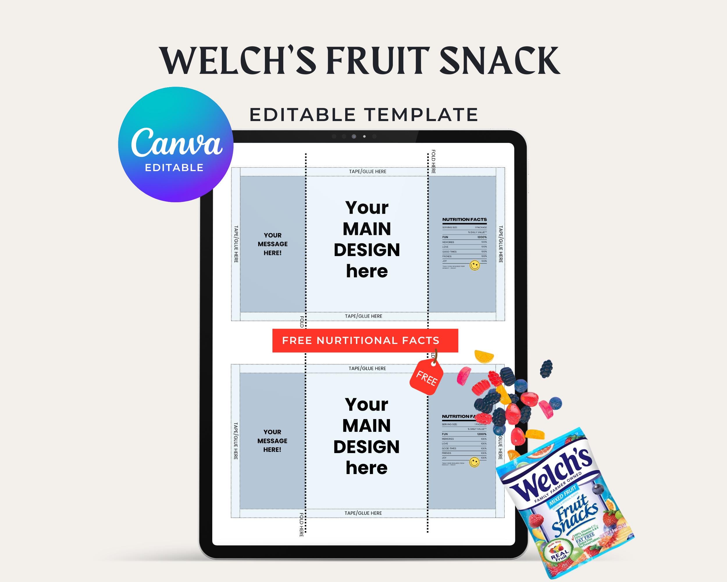 Welch's Fruit Snack Template, Welch's Fruit Template, Welch, Fruit ...