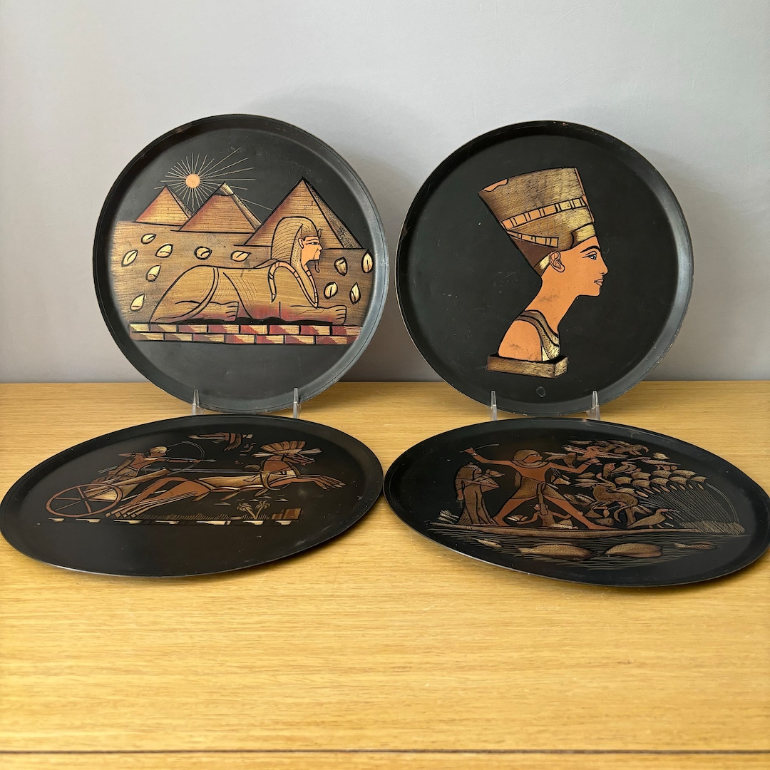 Vintage Brass and Copper Egyptian Decorative Plates, Set of 4 - Etsy