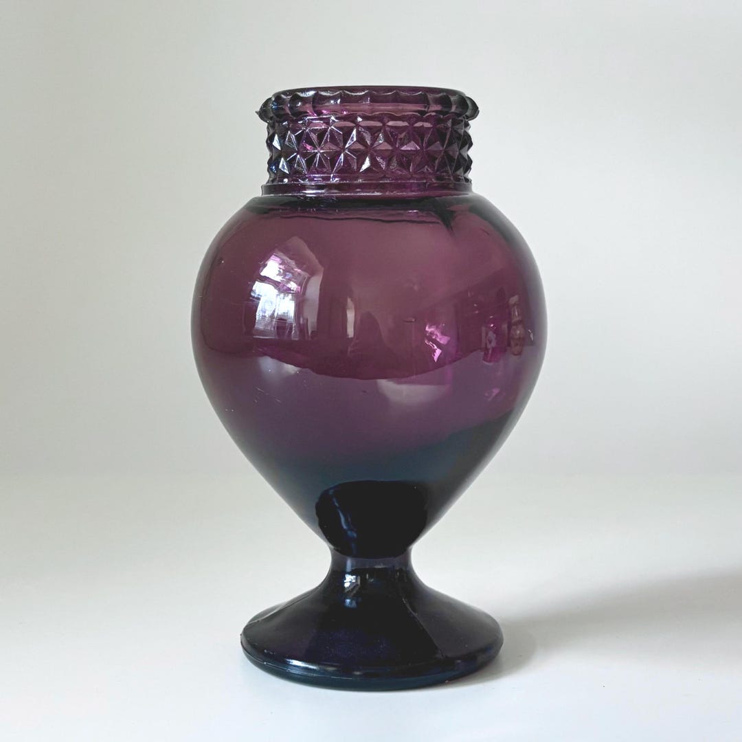 Vintage Le Smith Amethyst Apothecary Jar, Diamond Rim, Missing Stopper ...