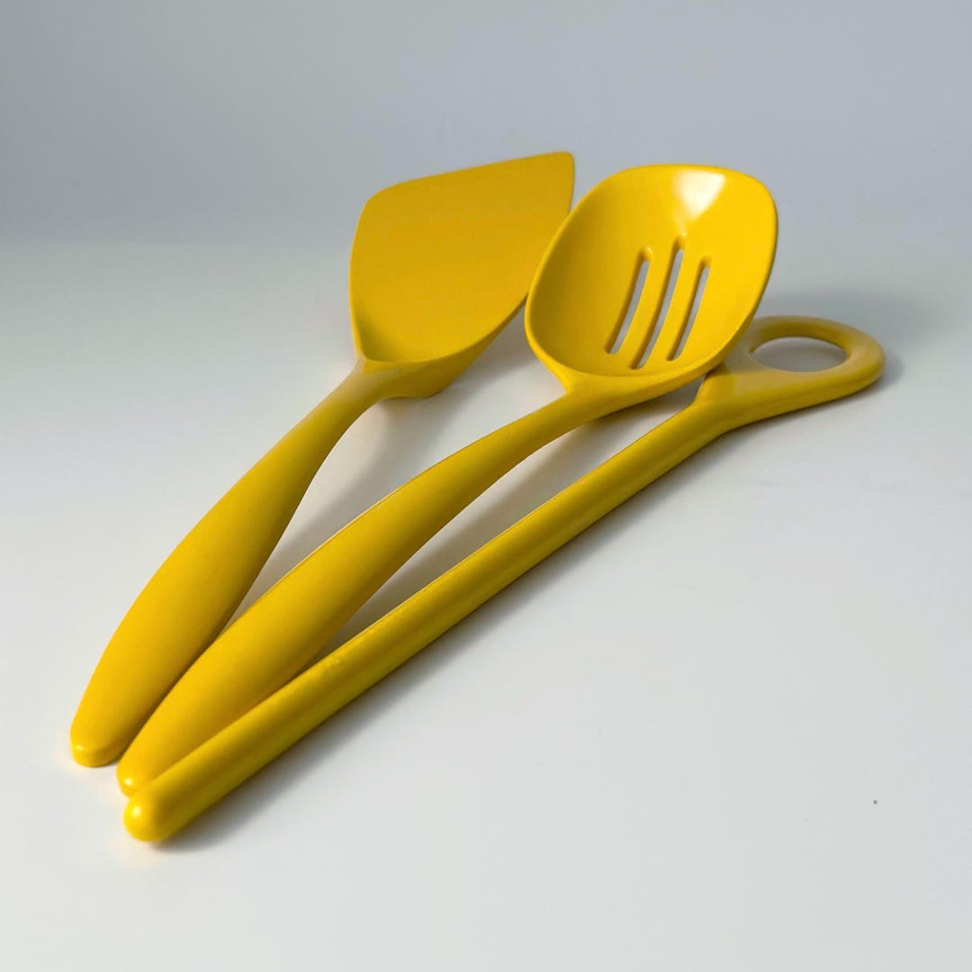 Vintage Danish Modern Melamine Kitchen Utensil Set, Yellow Rosti Mepal ...