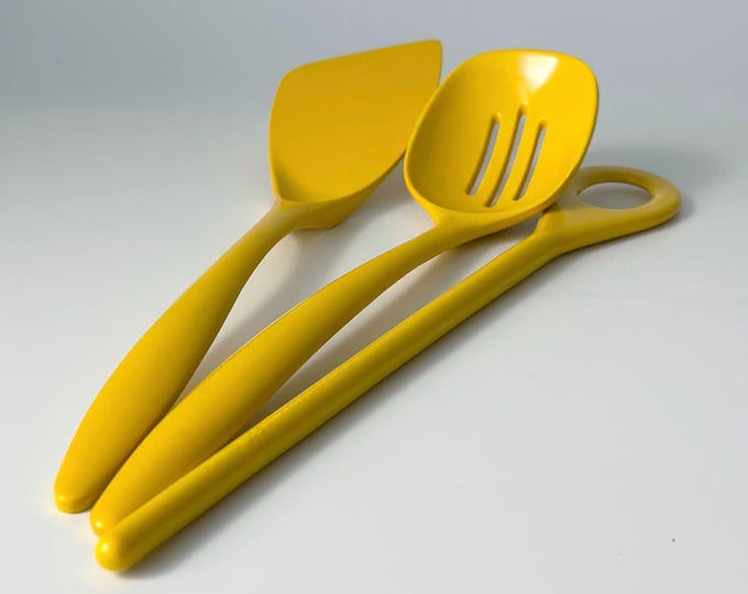 Vintage Danish Modern Melamine Kitchen Utensil Set, Yellow Rosti Mepal ...