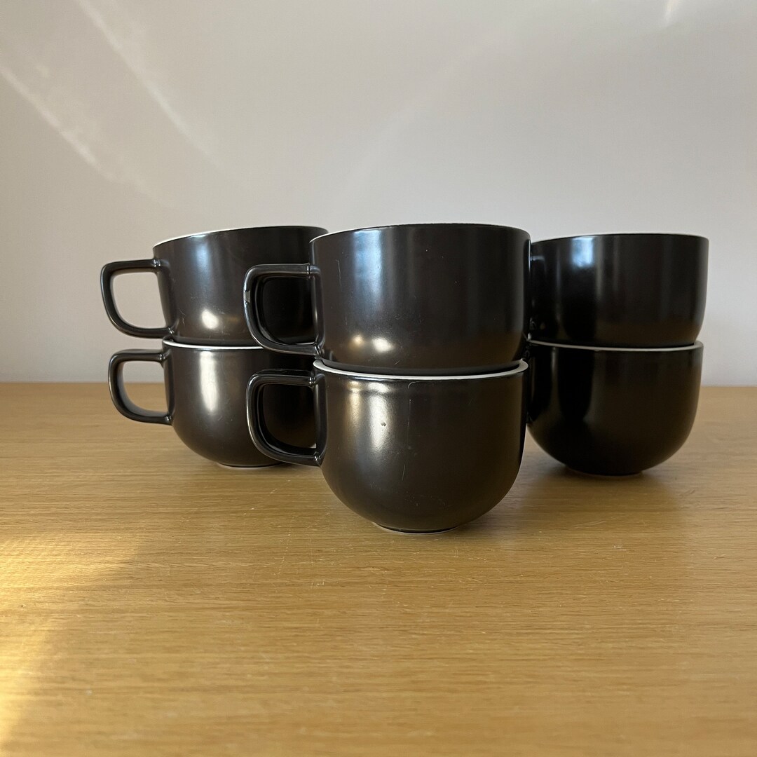 Sasaki Colorstone Matte Black Cups, Set of 8 Mugs, Massimo and Lela ...