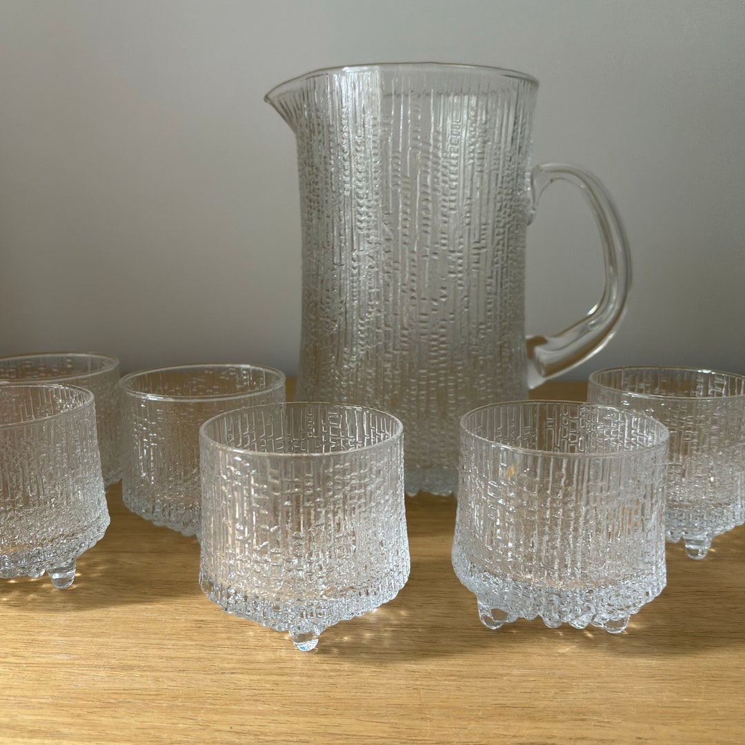 Mid Century Iittala Finland Ultima Thule Set, 50 Oz Pitcher and 6 ...