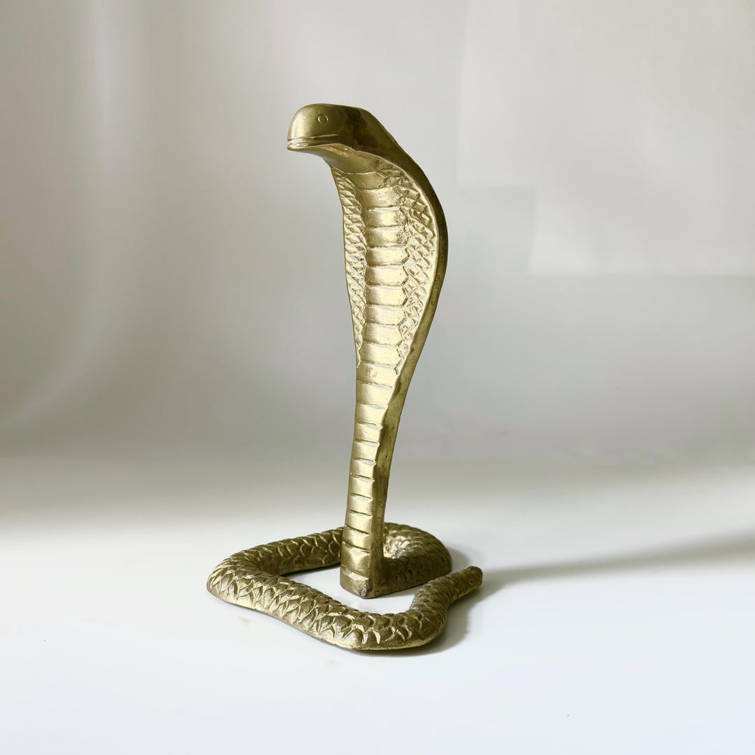 Vintage Brass King Cobra Snake Figurine - Etsy