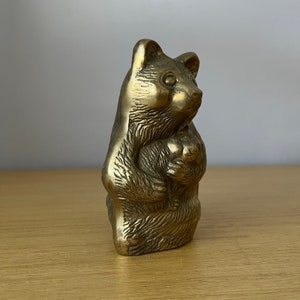 Vintage Brass Bear With Baby Figurine, Panda Bear - Etsy