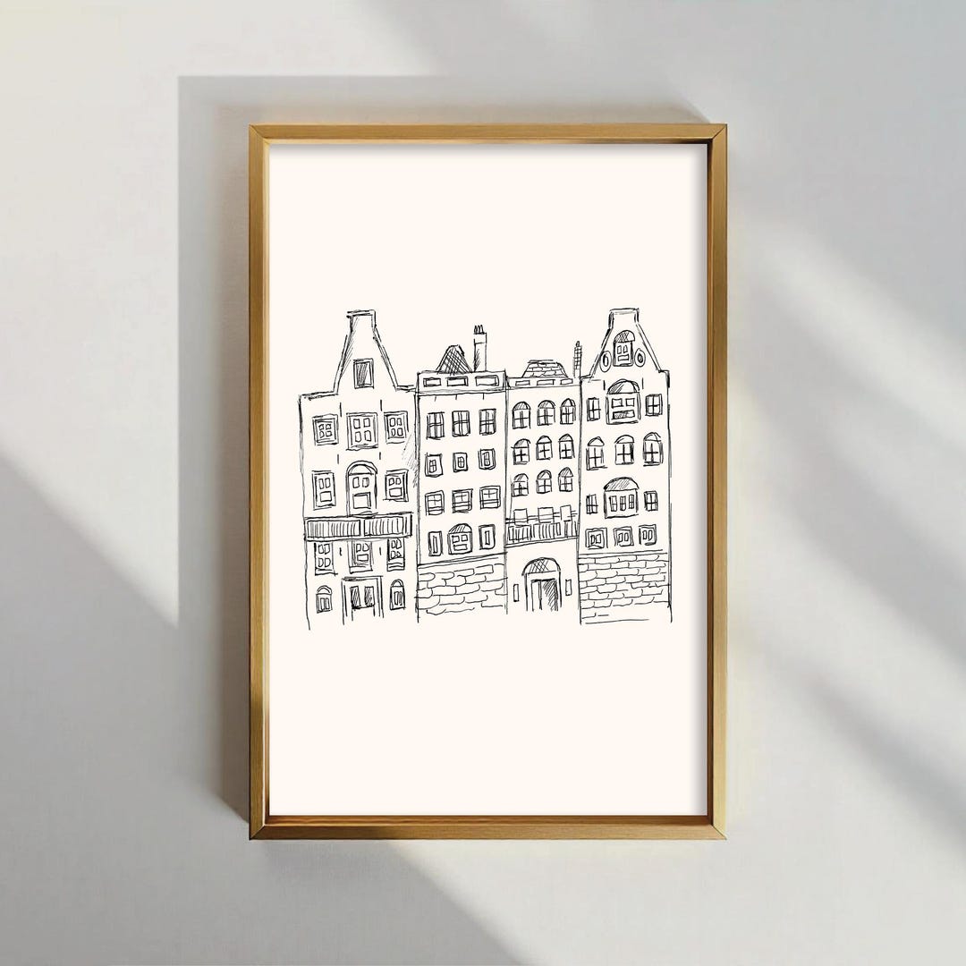 Charming Vintage European Row House Sketches | Art Print Decor | Fine ...