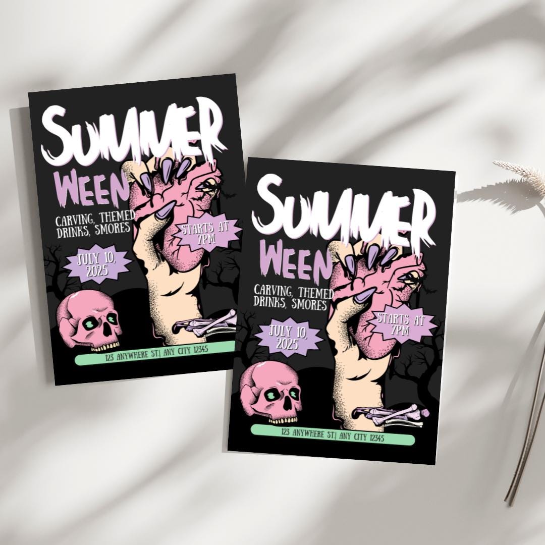 Summerween Party Invitation: Spooky Halloween Theme (digital Download ...