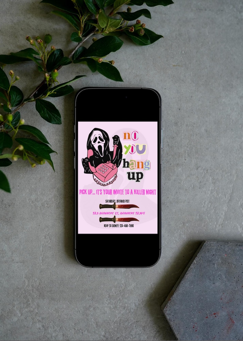 Ghostface Halloween Party Invitation: Pink Scream Invite (digital ...