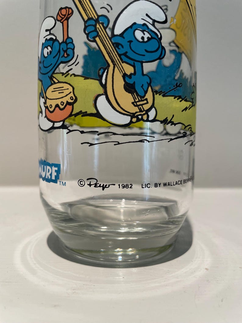 Vintage Grouchy Smurf "i Hate Music" Collectible 6 Inch Drinking Glass ...