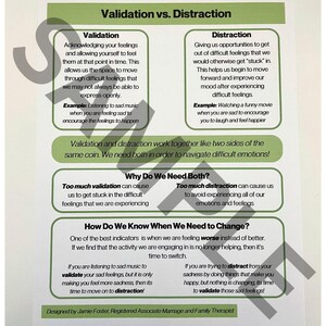 Validation Vs. Distraction | COPING SKILL WORKSHEET - Etsy