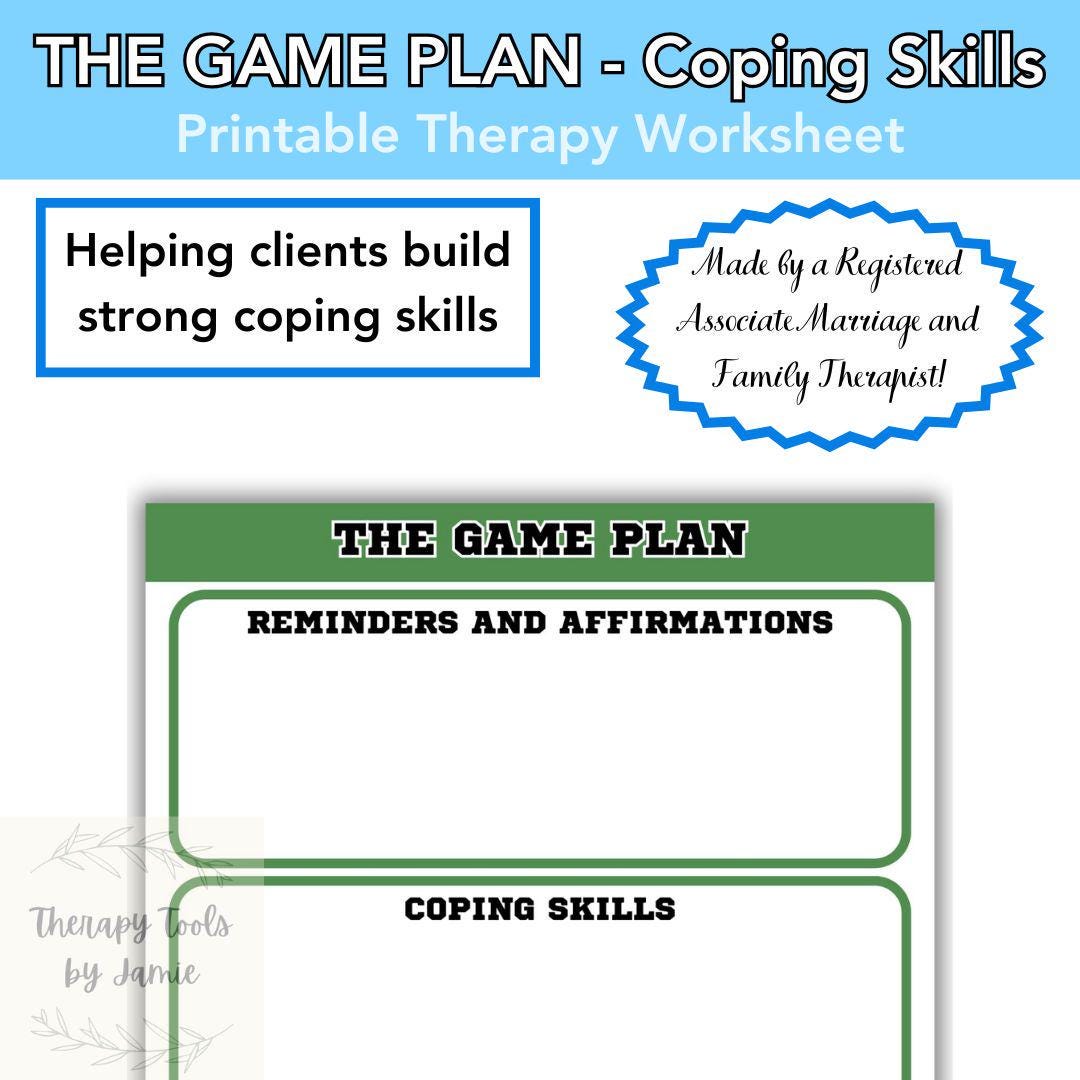 The Game Plan | COPING SKILL WORKSHEET - Etsy