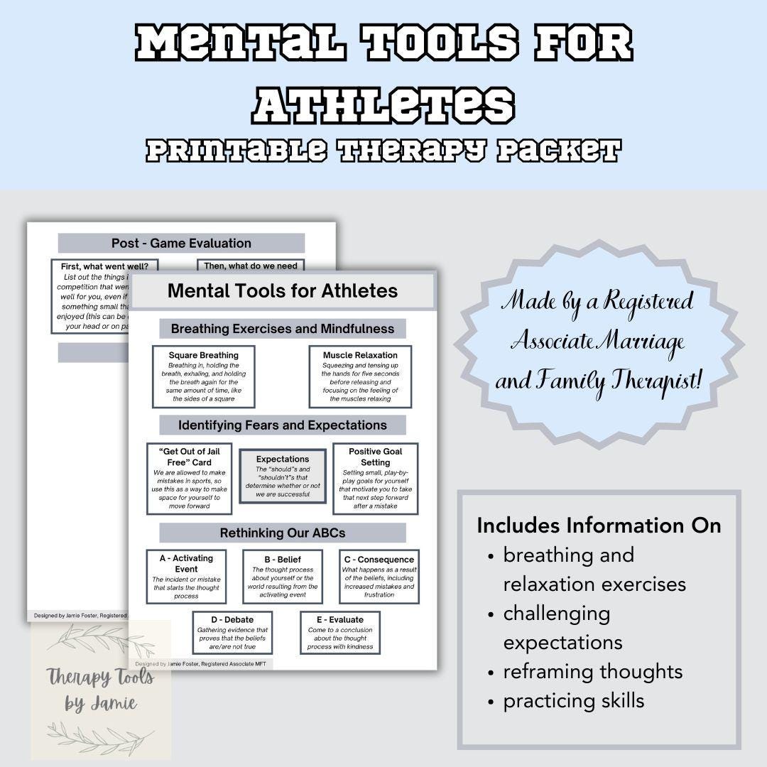 Mental Tools for Athletes | COPING SKILLS PACKET - Etsy