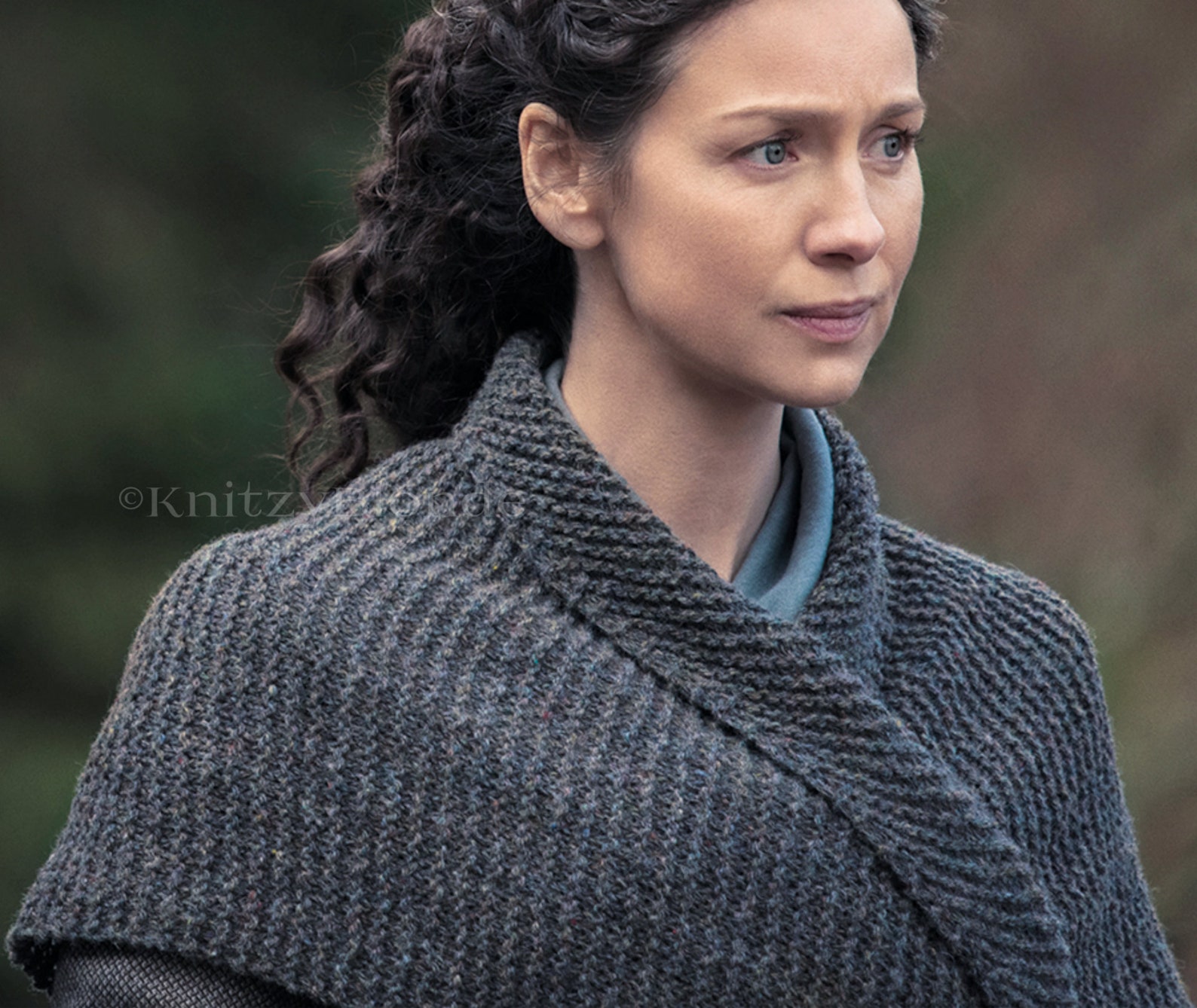 Hand Knit Wool Triangle Shawl, Outlander Claire Fraser Inspired - Etsy