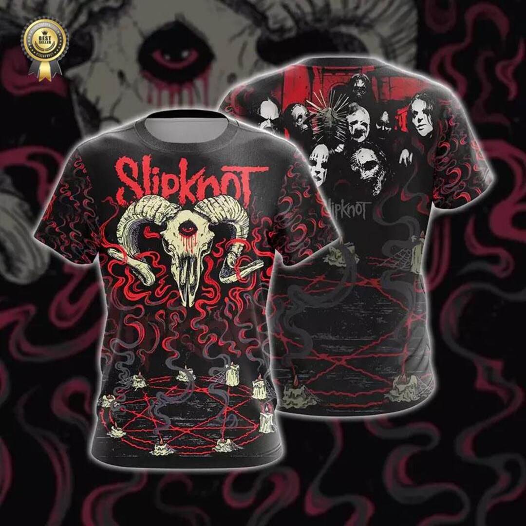 Slipknot 3D T-shirt Heavy Metal Band Design With Goat Skull Graphic - Etsy