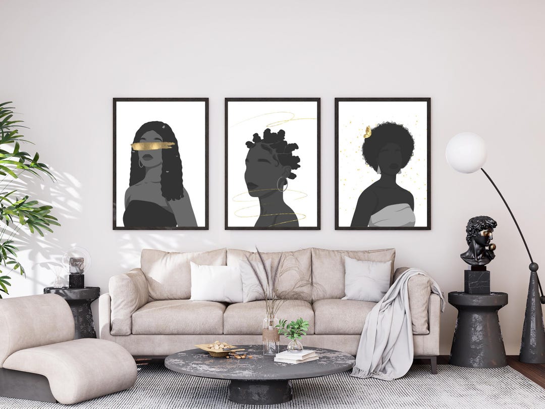 Black Girl Magic Wall Art Set Afrocentric Home Decor Feminine Digital Prints Black Woman ...