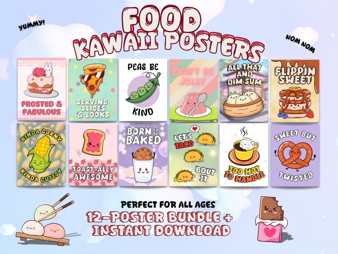 Kawaii Posters Printable Bundle Cute Printable Wall Art for Kids ...