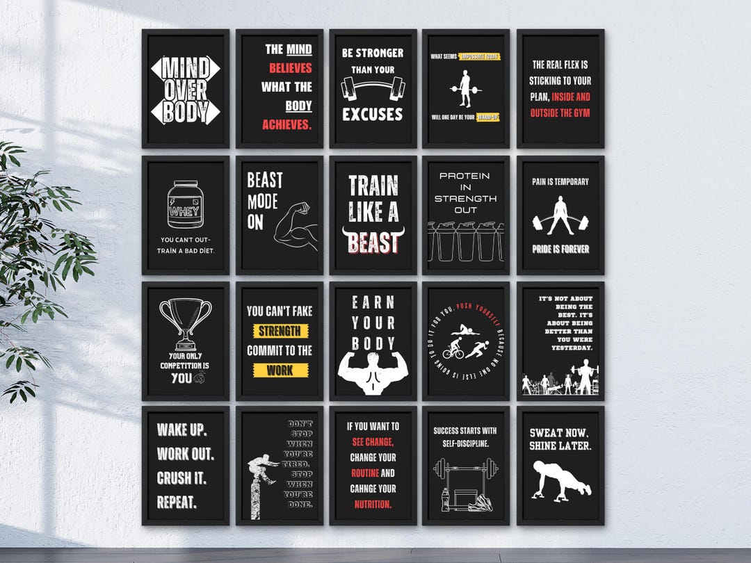 Motivational Gym Posters for Men Printable Wall Art Fitness Quotes Home ...
