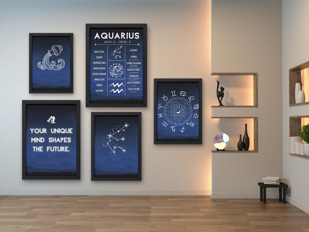Aquarius Wall Art Bundle | Digital Zodiac Prints | Constellation ...
