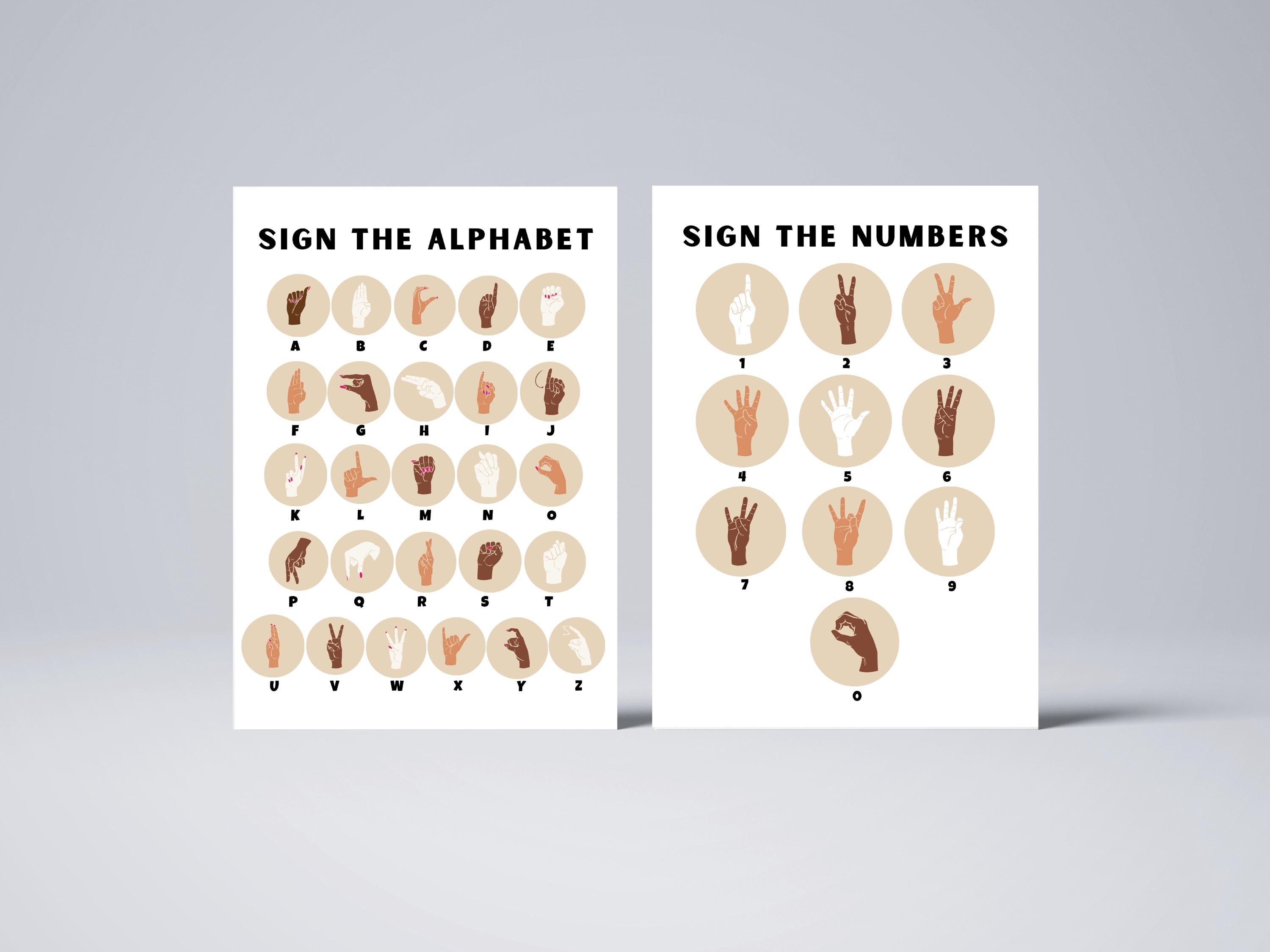ASL Alphabet & Numbers Poster Bundle Digital Sign Language Posters ...
