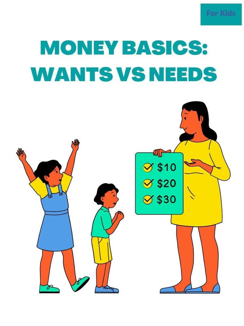 Money for Kids : Wants Vs Needs - Etsy